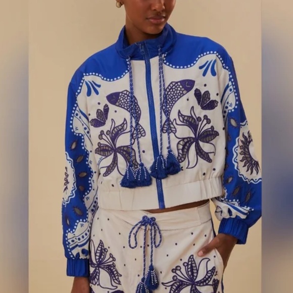FARM Rio | Jackets & Coats | Farm Rio Active Artisanal Embroidered Crop ...